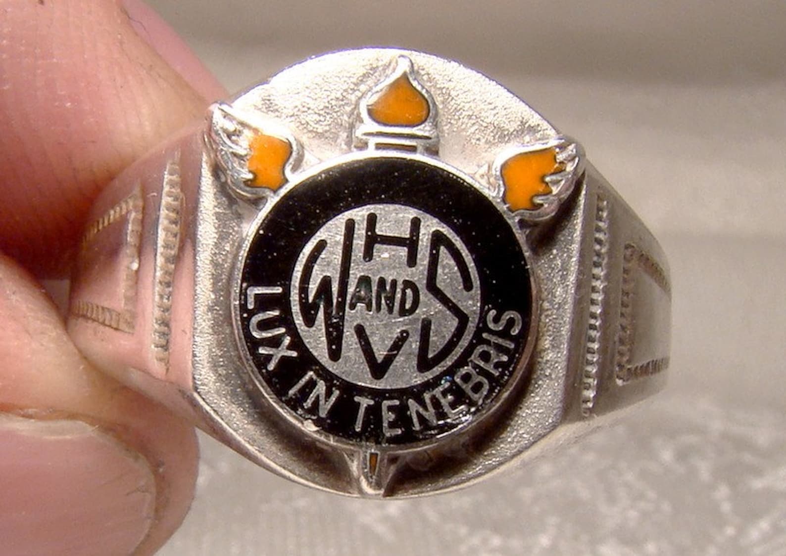 Welland WH&VS Sterling Silver Enamel School Ring 1950s - Size 9 - Etsy