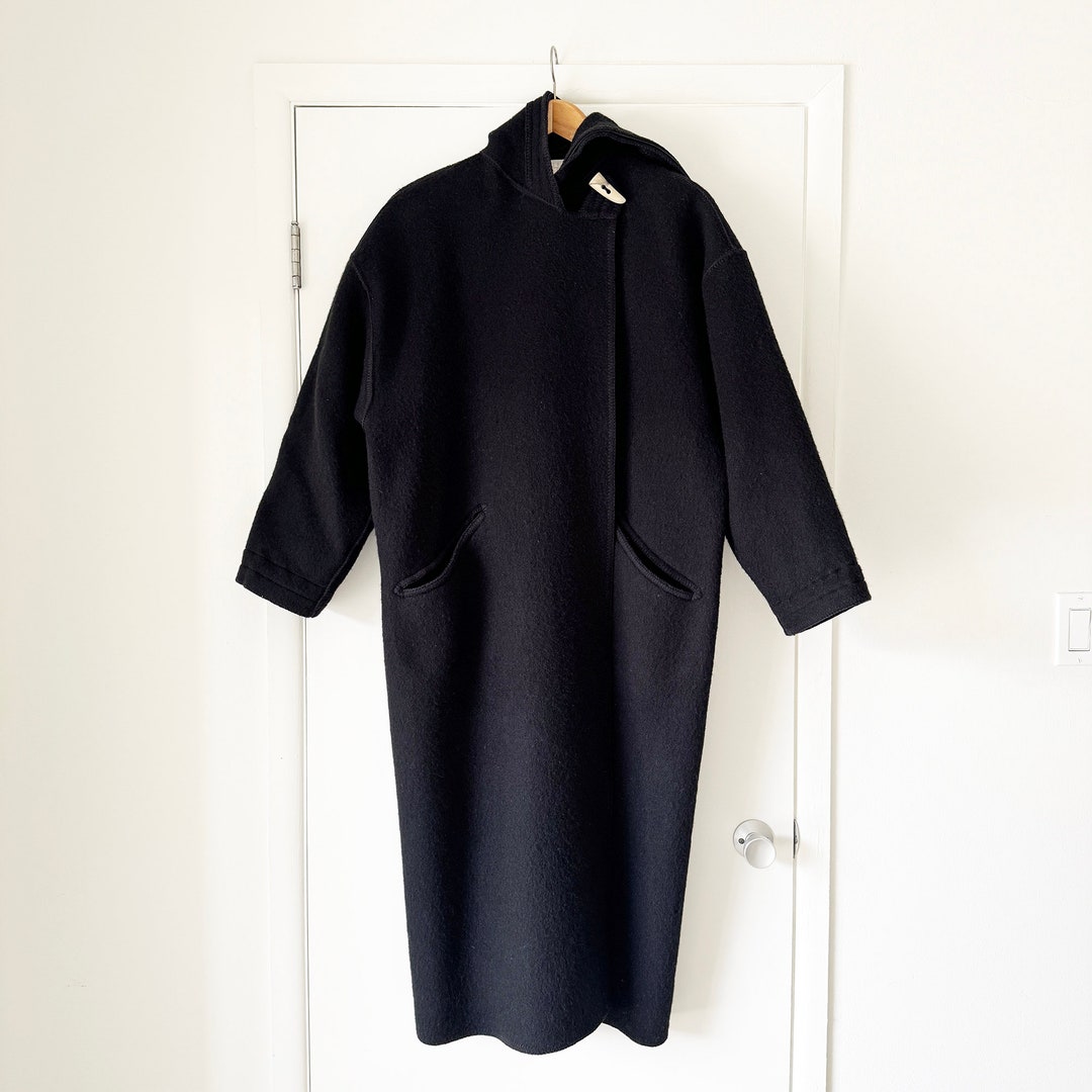 Vintage Black Wool Long Hooded Coat by Laparka Lundstrom - Etsy