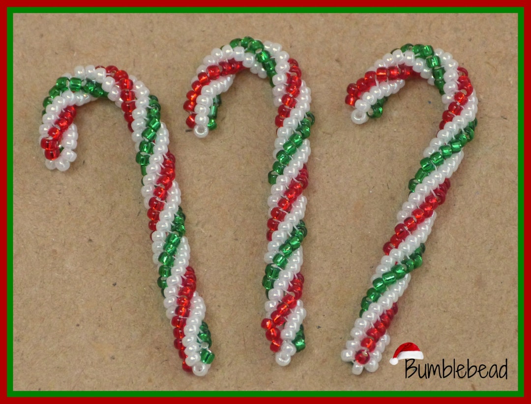Candy Cane Tutorial - A Beadweaving Pattern for the Christmas Tree - Etsy