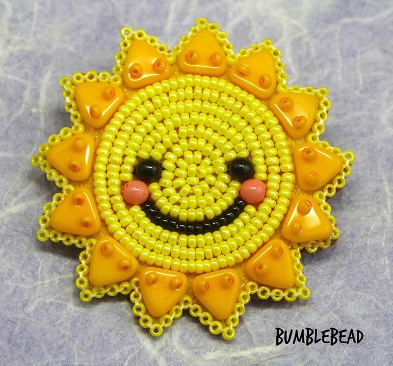 Little Sunshine Brooch Tutorial - A Bead Embroidery Pattern - Etsy