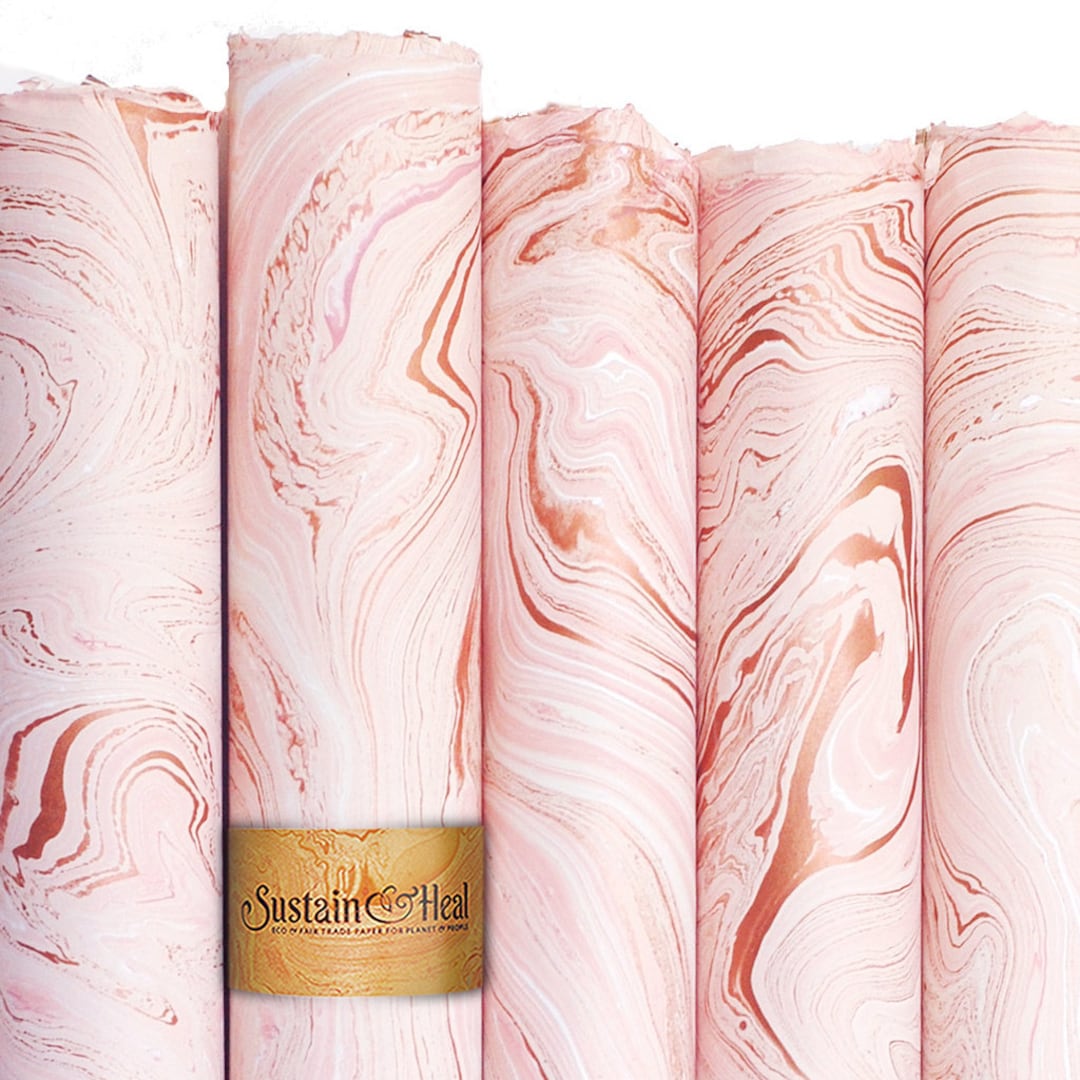 Rose Gold With Copper—5 Sheets Text Weight Handmade Fair Trade Marble ...