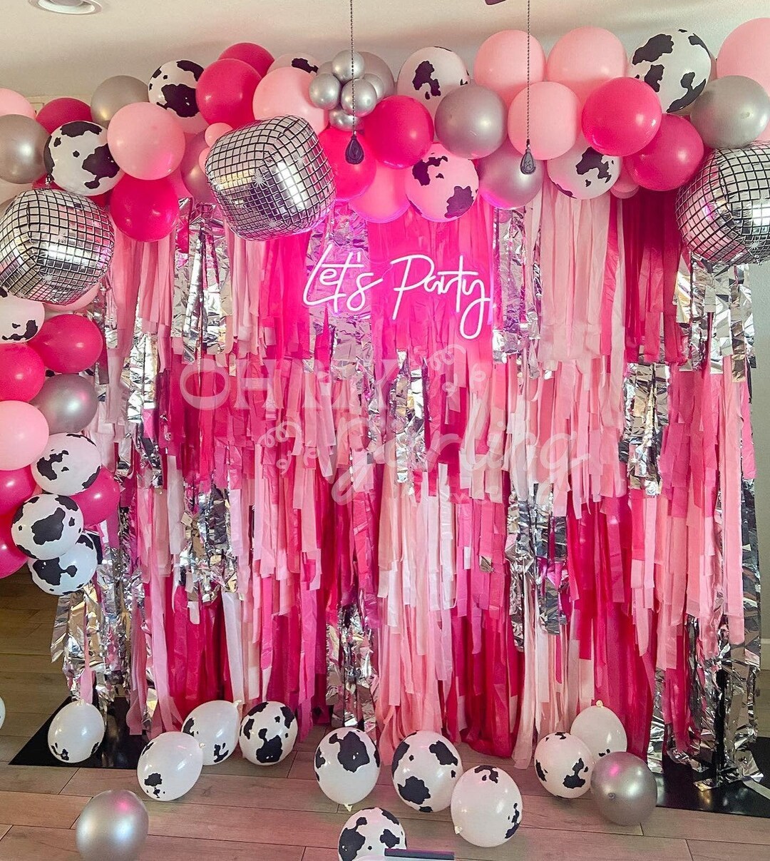 Pink Doll Party Pink Plastic Fringe Backdrop, Pink Party Fringe ...