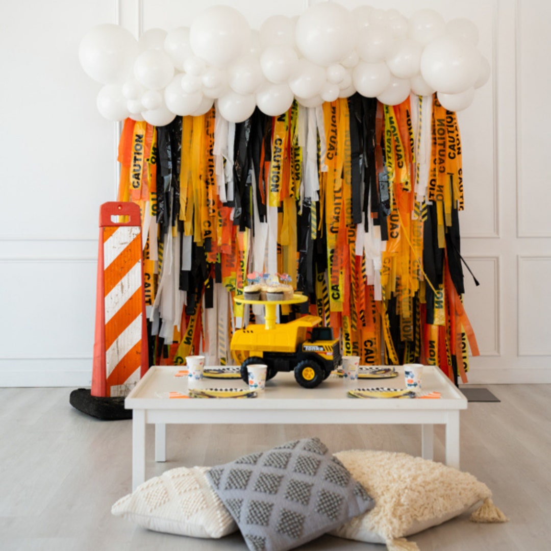Construction Themed Backdrop White Balloon Garland Party - Etsy