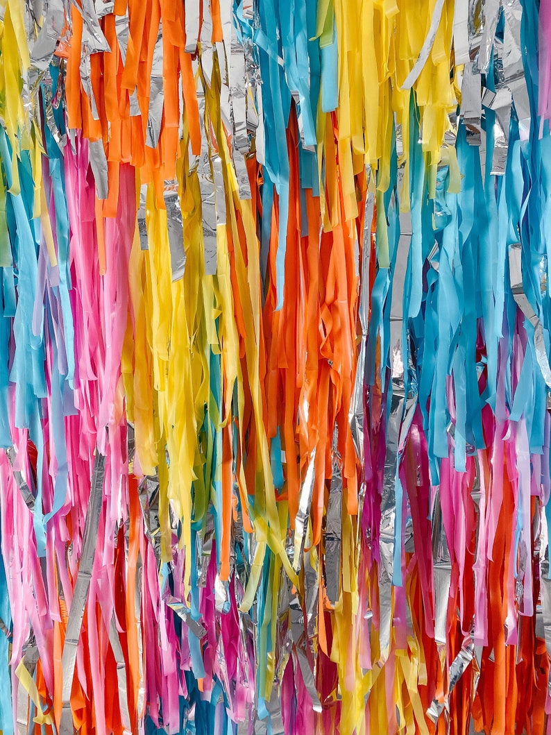 Neon Birthday Party Decorations Fringe Backdrop Bachelorette - Etsy