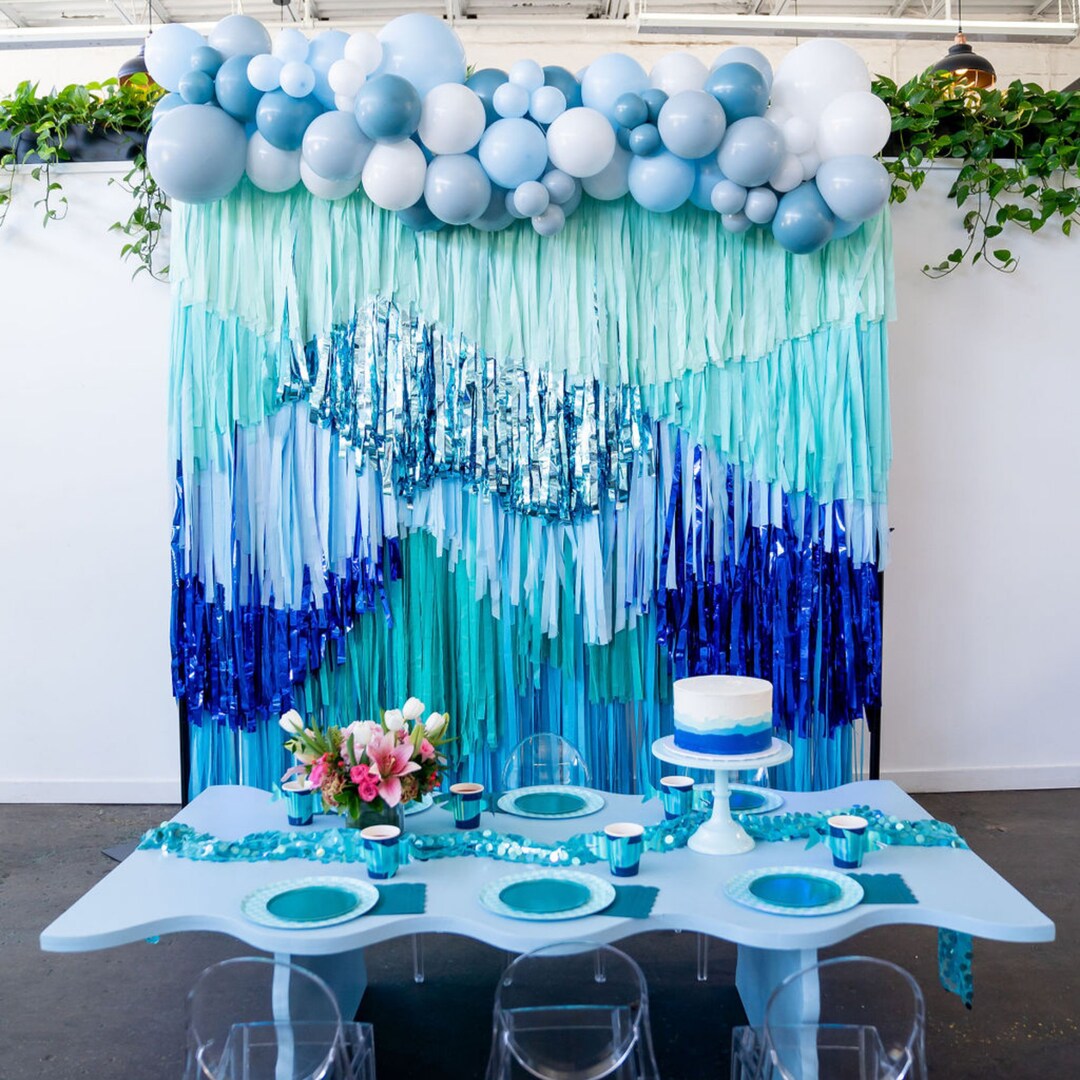 Beach Ocean Party Decor, Fringe Backdrop, Balloon Garland Baby on Board ...
