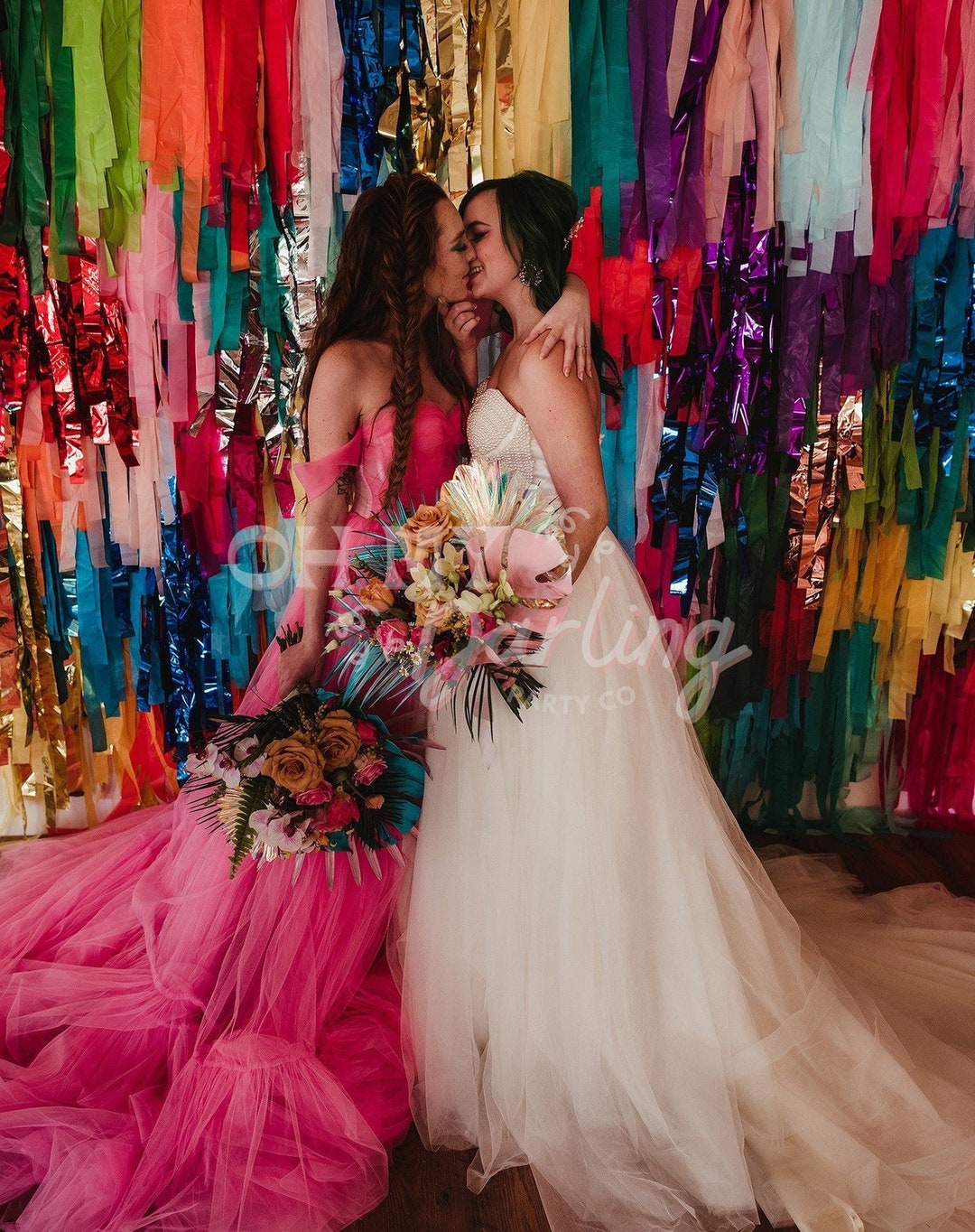 Rainbow Backdrop and White Fringe Arch Kit Assorted Color Fringe ...