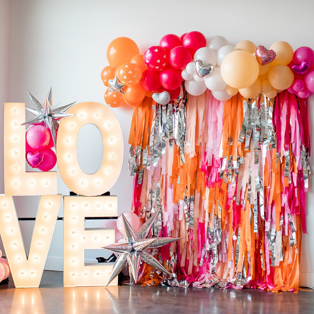Pink & Orange Fringe Backdrop Saturday Night Fever Pink Party, Barbie ...