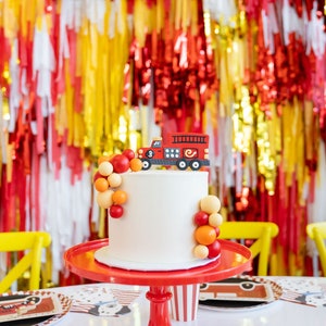 Fire up the Fun Backdrop Fire Truck Party Decor, Fireman Birthday Party ...