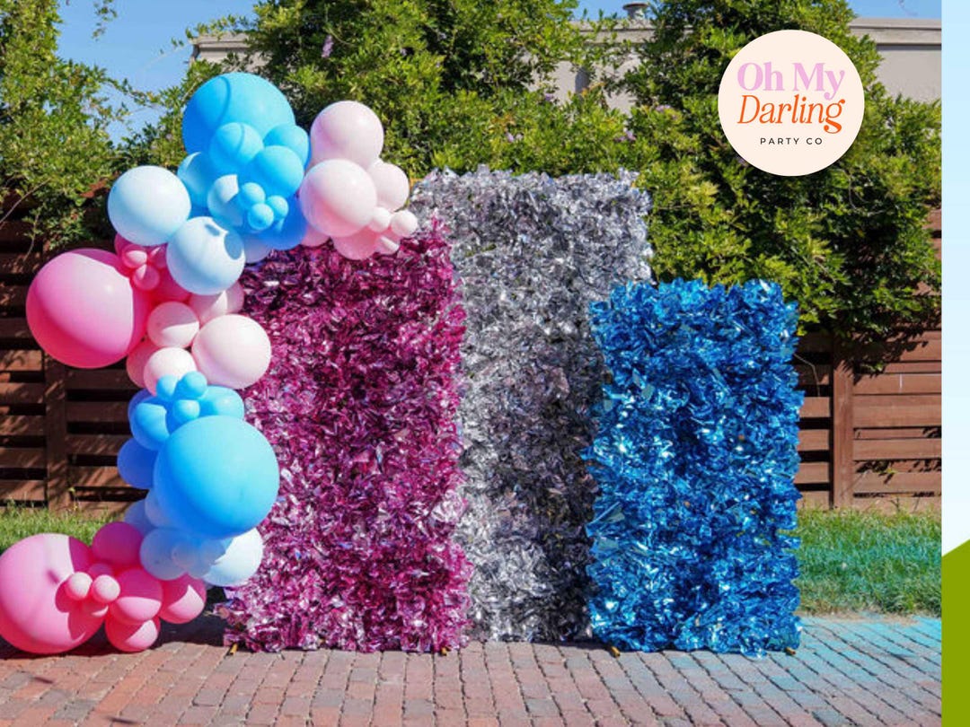 Gender Reveal Fringe Backdrop: Pink & Blue Party Decor, Tassel Decor ...