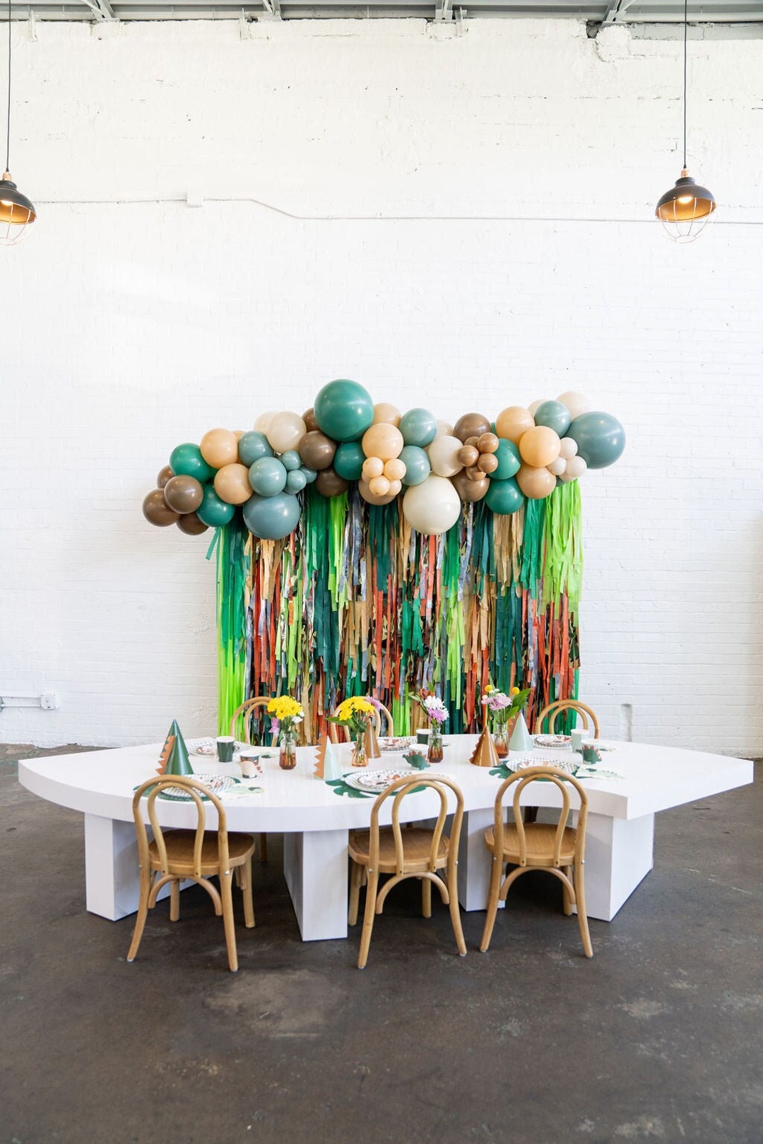 Safari Dino Backdrop, DIY Balloon Garland Green, Wild One First ...