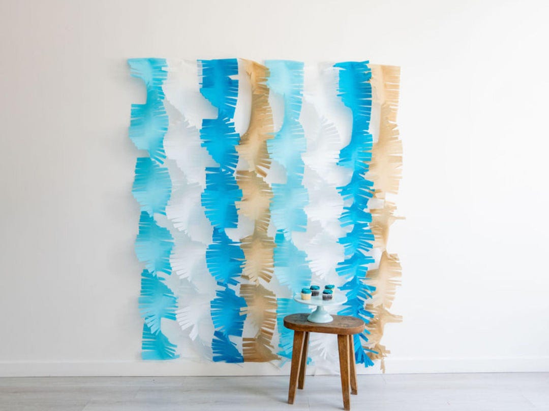 Oh Baby Boy Crepe Paper Bundle, Fringe Backdrops, Balloon Garlands ...