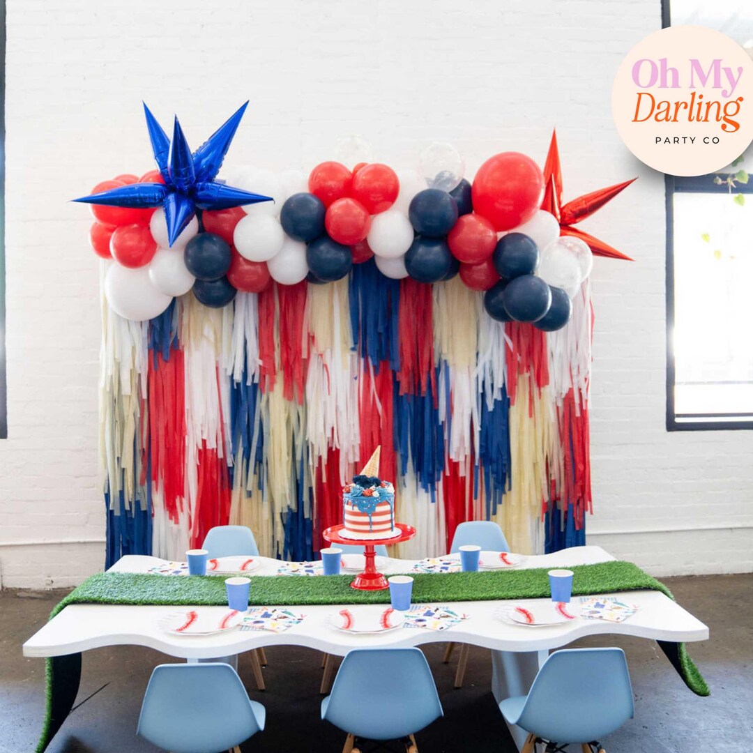 Grand Slam Backdrop – Baseball Theme Party Decor in Red, Navy for ...