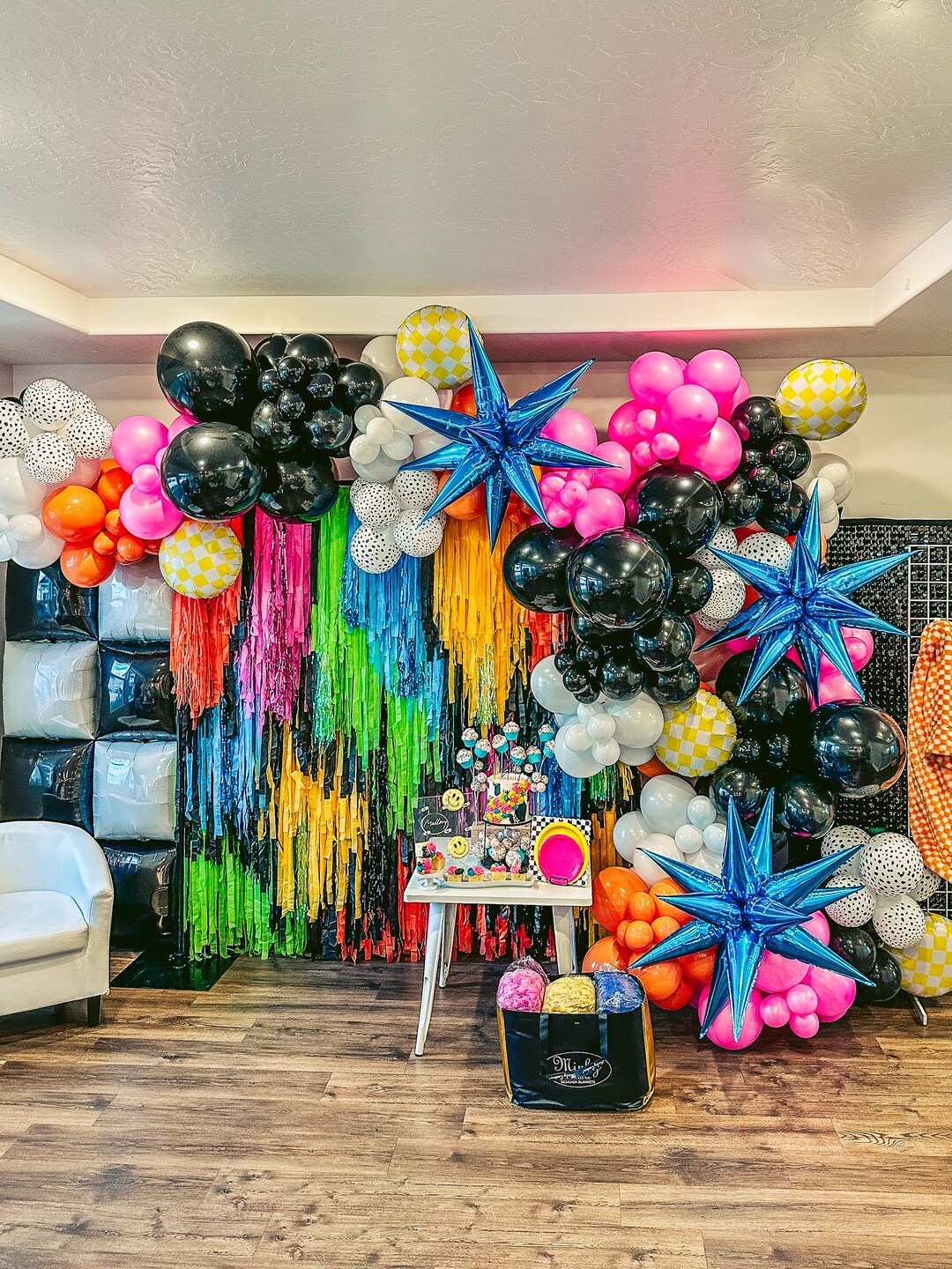 Neon Night Backdrop Gender Neutral Birthday Party Neon Prom Backdrop ...