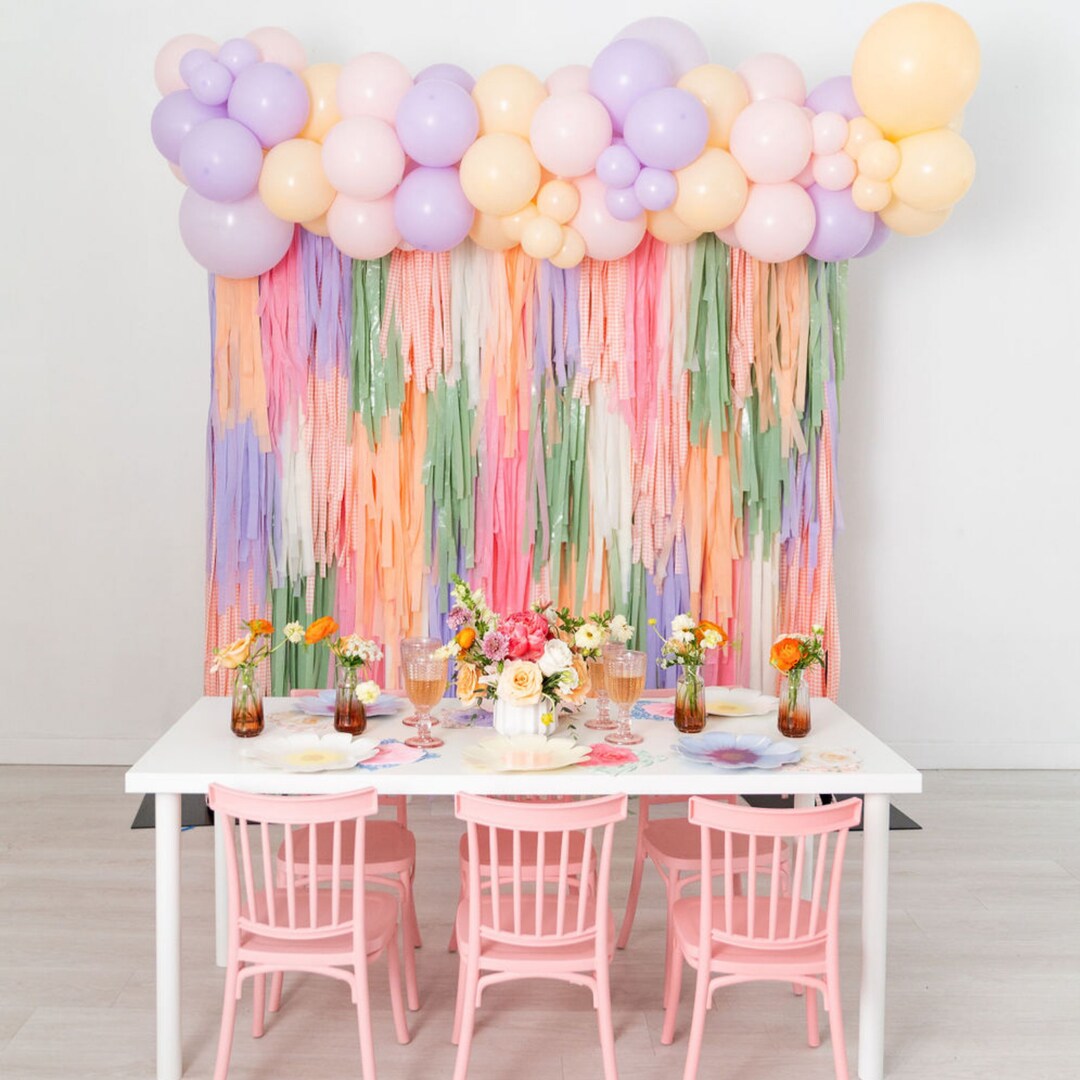 Spring Meadows Backdrop & Balloon Garland / Floral Balloon Arch, Boho ...