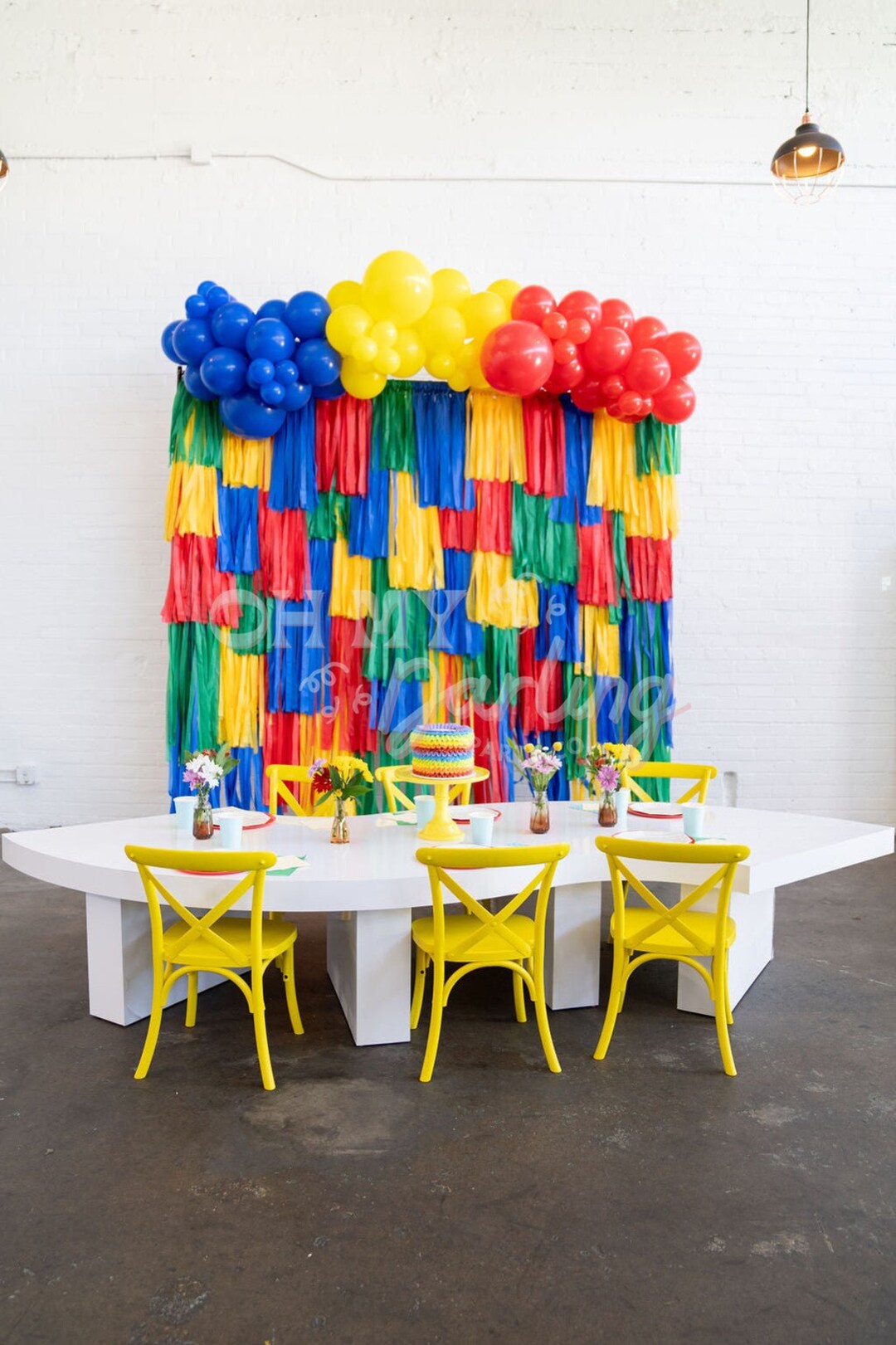 Brick by Brick Backdrop Fringe Backdrops Balloon Garlands Party Decor ...