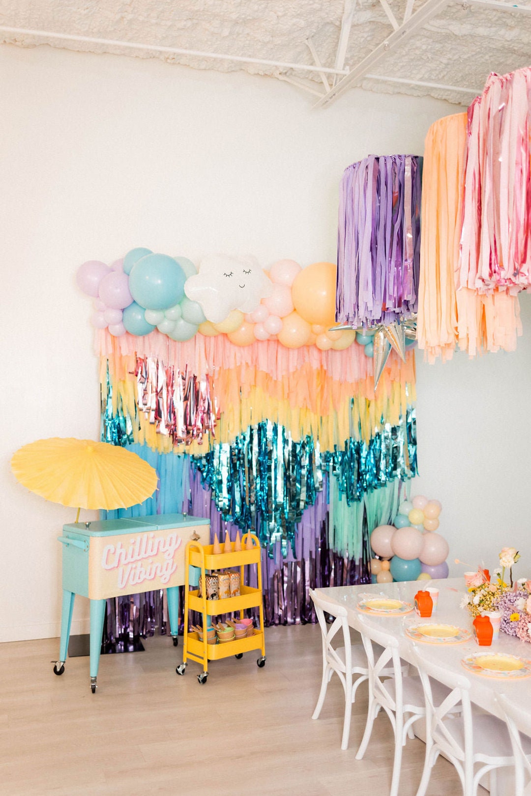 Pastel Party Backdrop/easter and Bridal Shower Party Backdrop Pink and ...