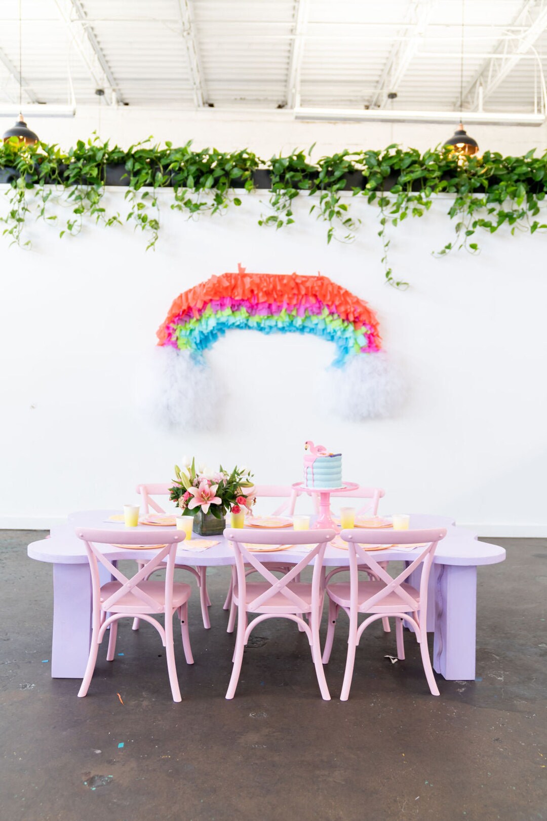 Bright Rainbow Party Backdrop and Balloon Garland Rainbow Backdrop Neon ...