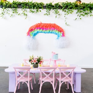 Bright Rainbow Party Backdrop and Balloon Garland Rainbow Backdrop Neon ...