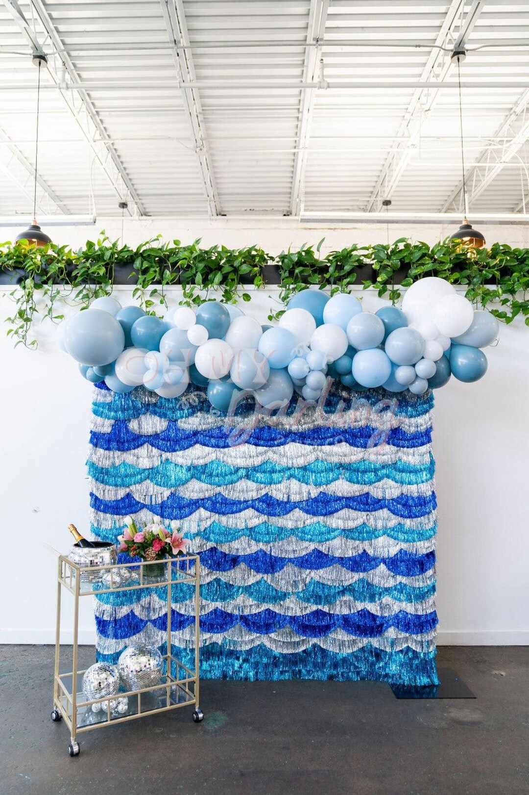 Last Toast on the Coast Bridal Shower Decorations Fringe Backdrop, Blue ...