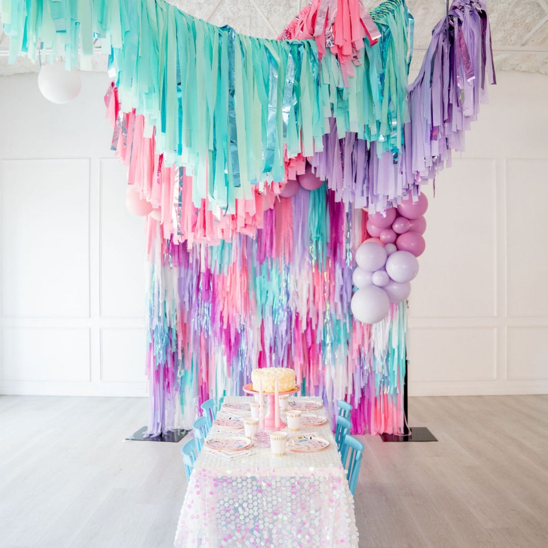 Spa Party Fringe Backdrop, Slumber Party Backdrop and Balloons, Pajama ...