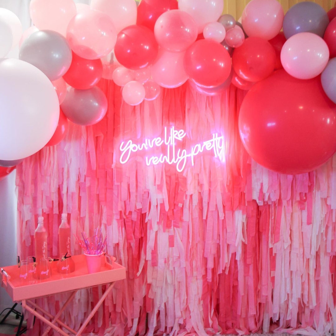 Pretty in Pink Party Fringe Backdrop Pink Photo Backdrop Pink Party ...
