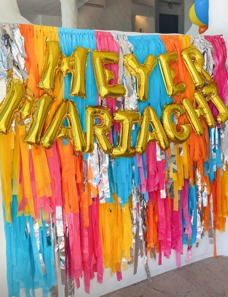 Neon Birthday Party Decorations Fringe Backdrop Bachelorette - Etsy