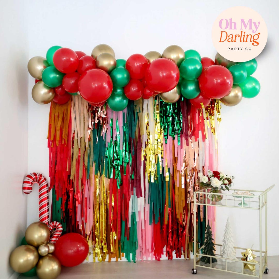 Fringe Christmas Backdrop: Handmade Plastic Party Decor, Fringe Garland ...