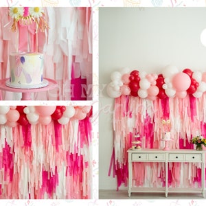 Pretty in Pink Party Fringe Backdrop Pink Photo Backdrop Pink Party ...