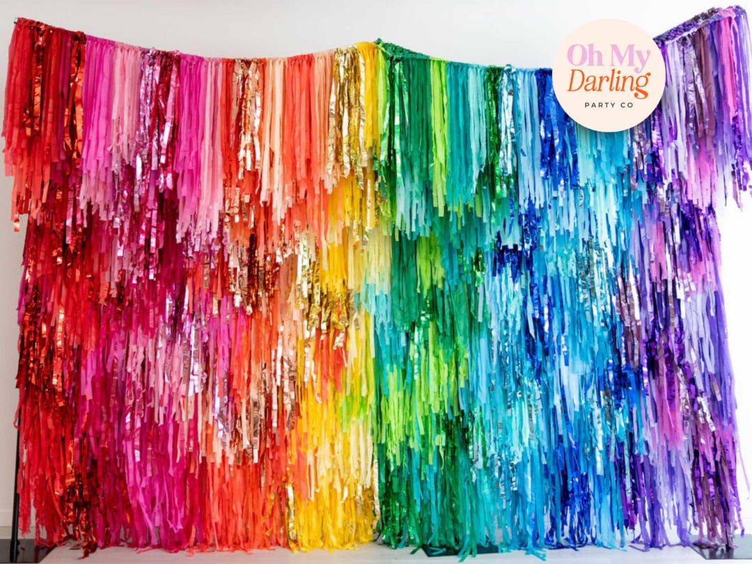 Rainbow Backdrop, Custom Fringe Backdrop Party Layered Fringe Backdrop ...