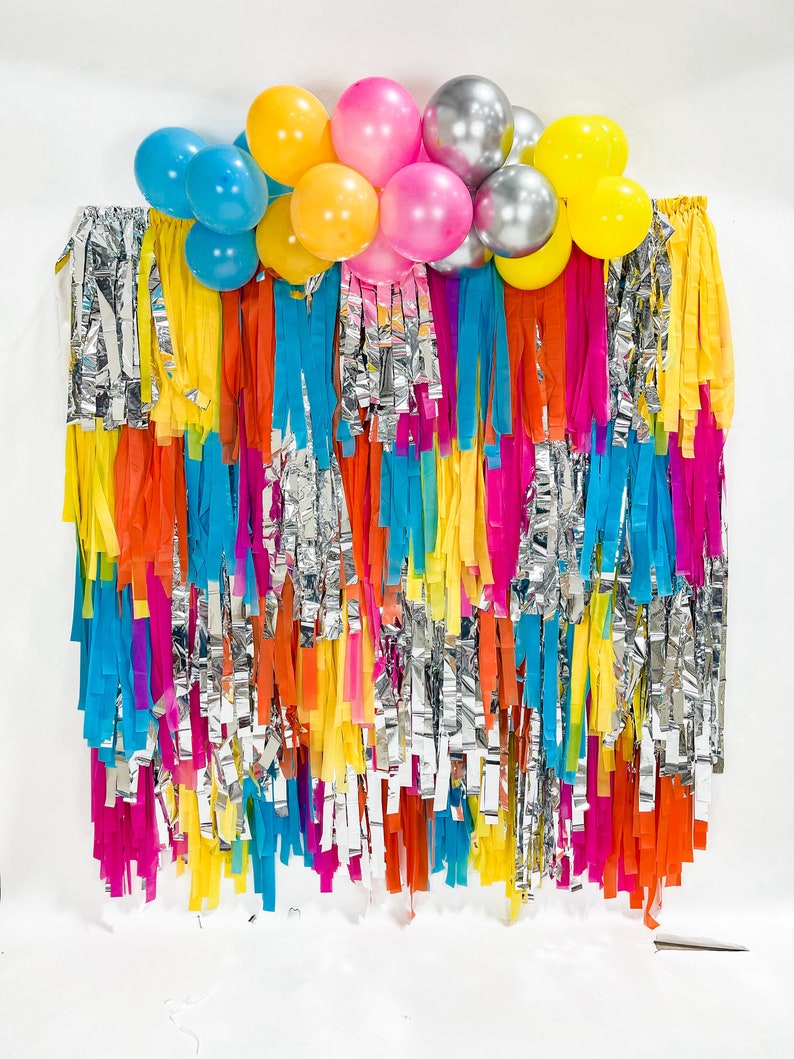 Neon Birthday Party Decorations Fringe Backdrop Bachelorette - Etsy