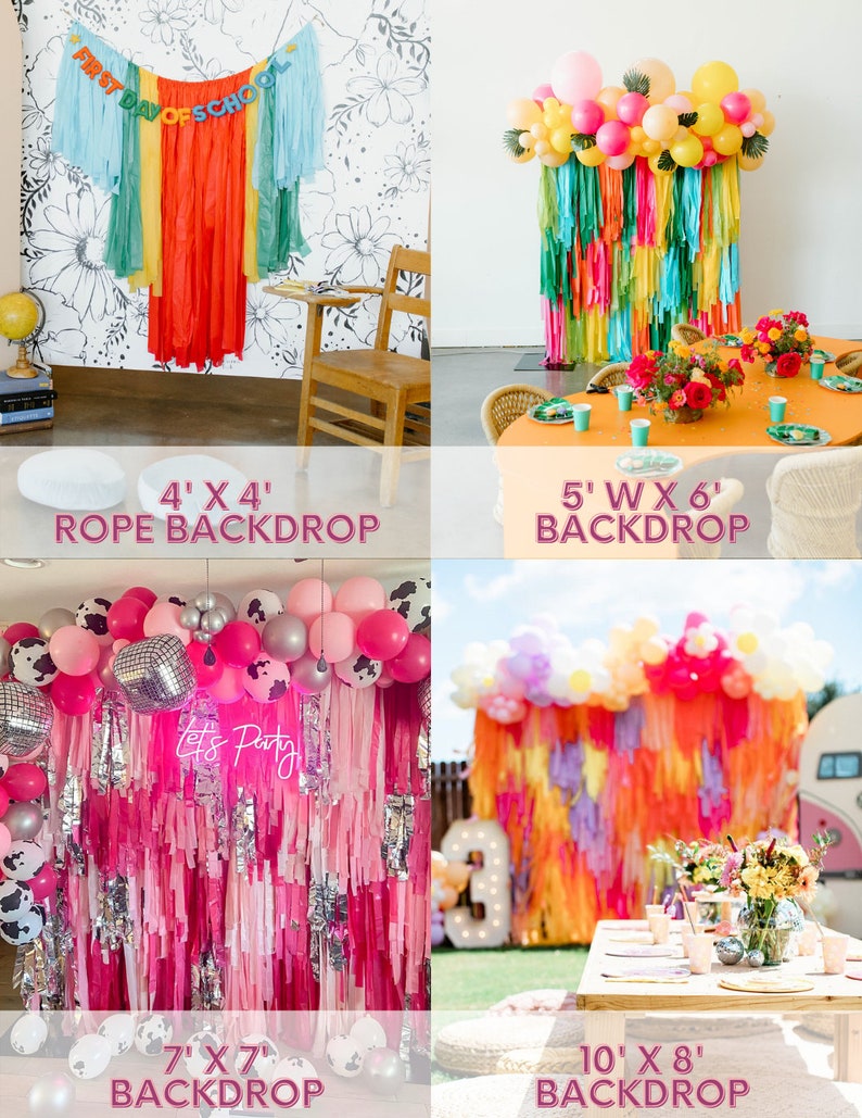 Neon Birthday Party Decorations Fringe Backdrop Bachelorette - Etsy