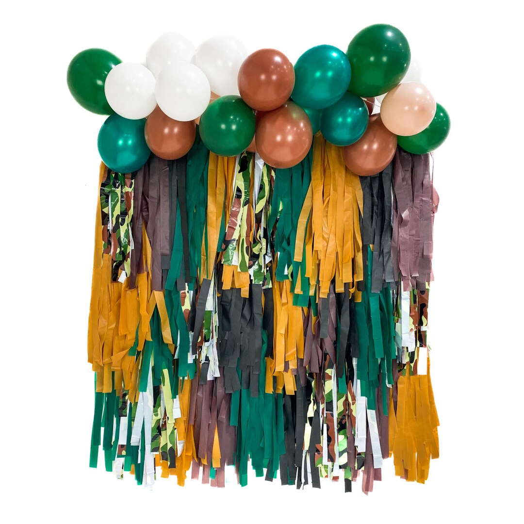 Army Theme Backdrop Garland Kit, Military Fringe Arch, Soldier Birthday ...