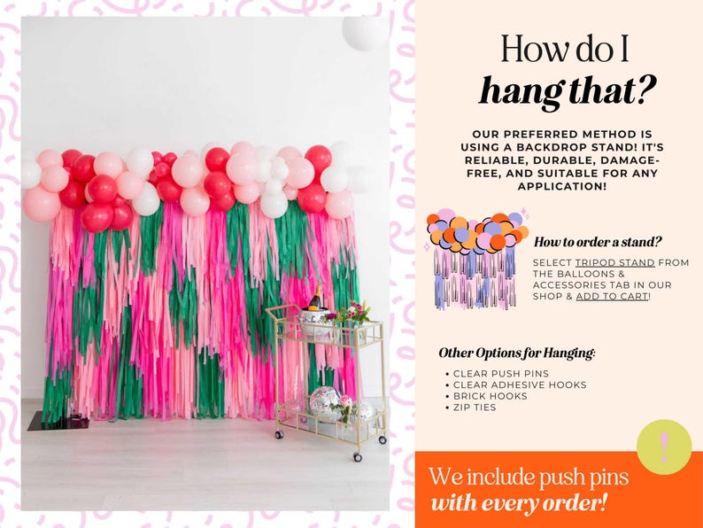 Pink & Green Fringe Backdrop: Pickleball Handmade Party Photo Booth ...