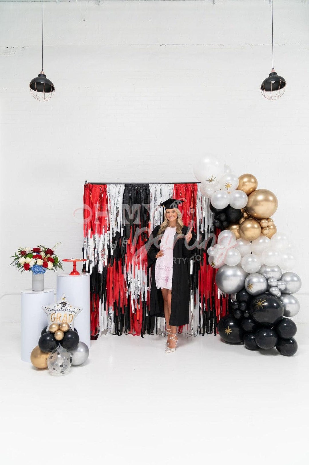 Classy Commencement Backdrop Fringe Backdrops Balloon Garlands Party ...