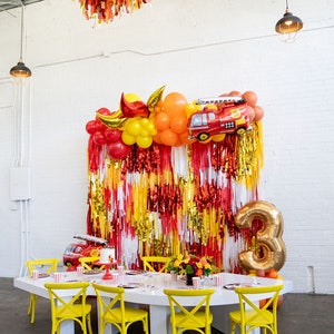Fire up the Fun Backdrop Fire Truck Party Decor, Fireman Birthday Party ...