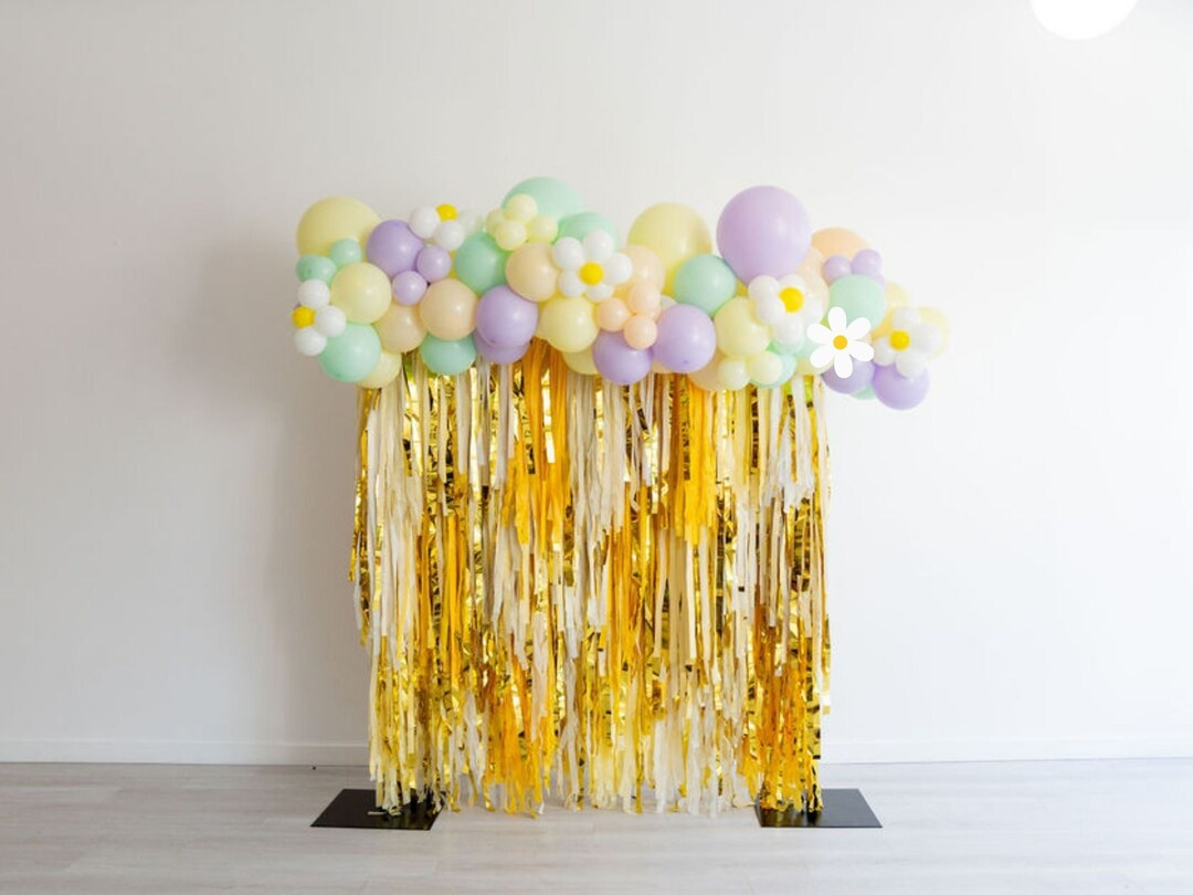 Daisy Wildflower Backdrop 3 Streamer Backdrop Balloon Garlands Fringe ...