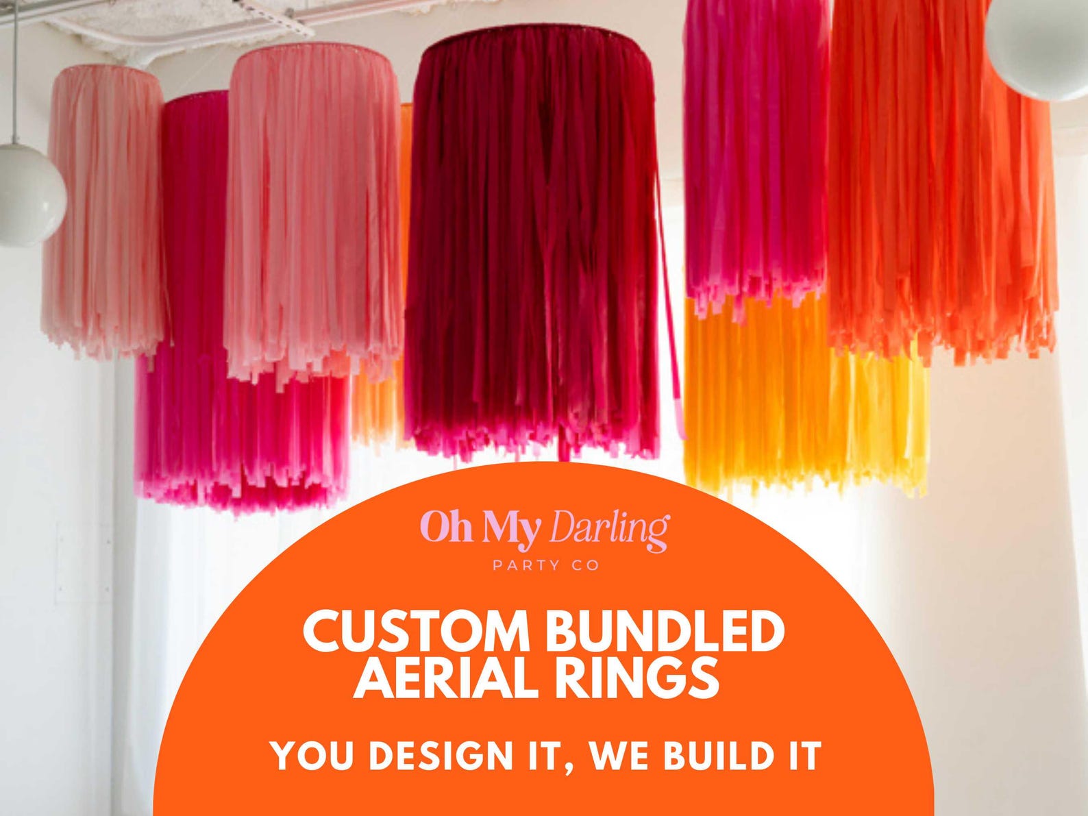 Custom Aerial Fringe Rings: Party Ceiling Decor, Fringe Garland, Party ...