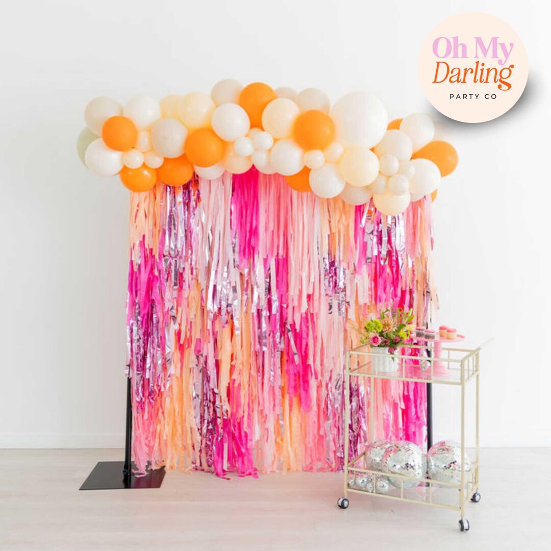Petals Peaches Backdrop - Peach Pink Decor for Bachelorette Party, Kids ...