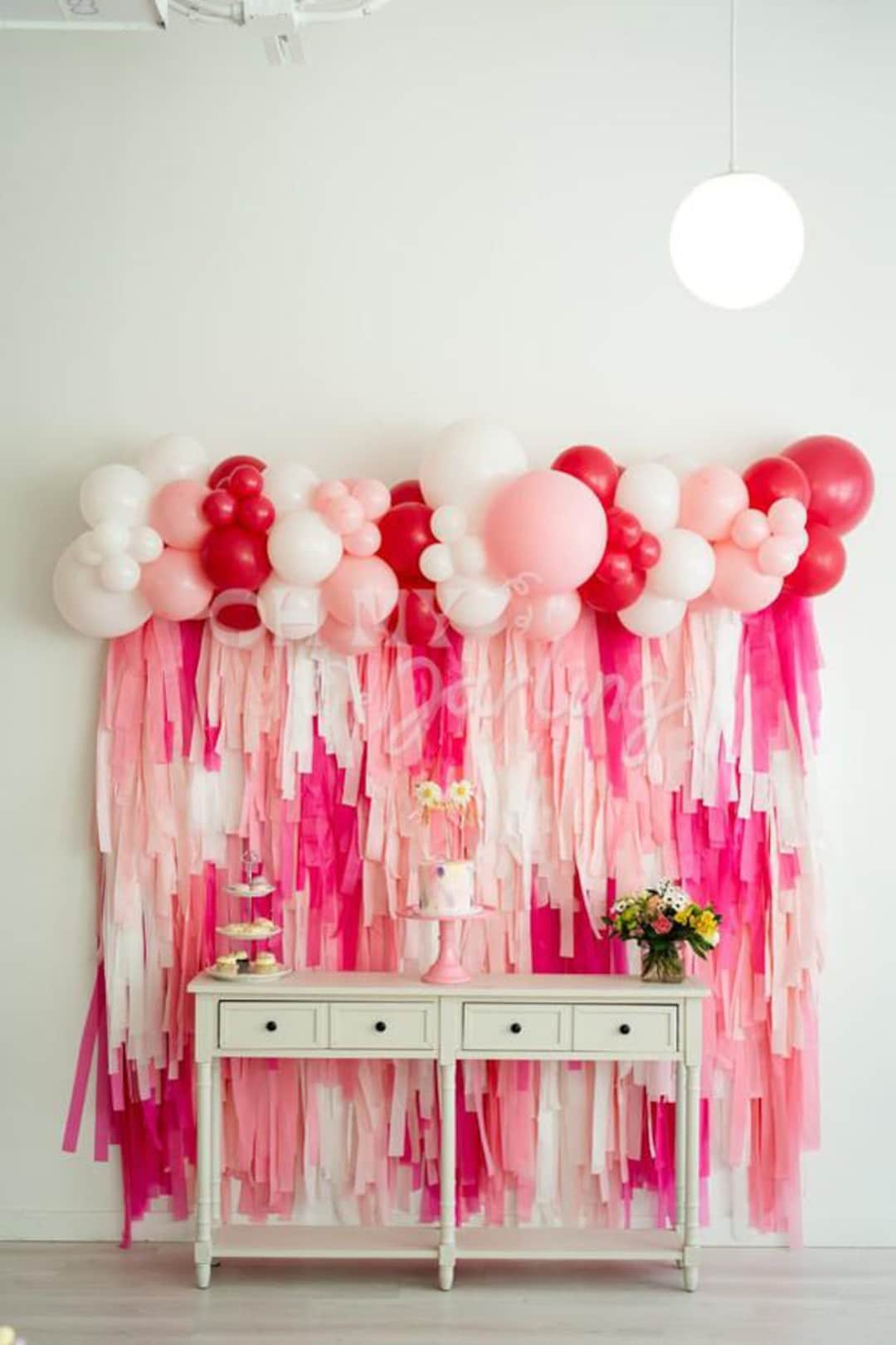 Pretty in Pink Party Fringe Backdrop, Pink Photo Backdrop Pink Party ...