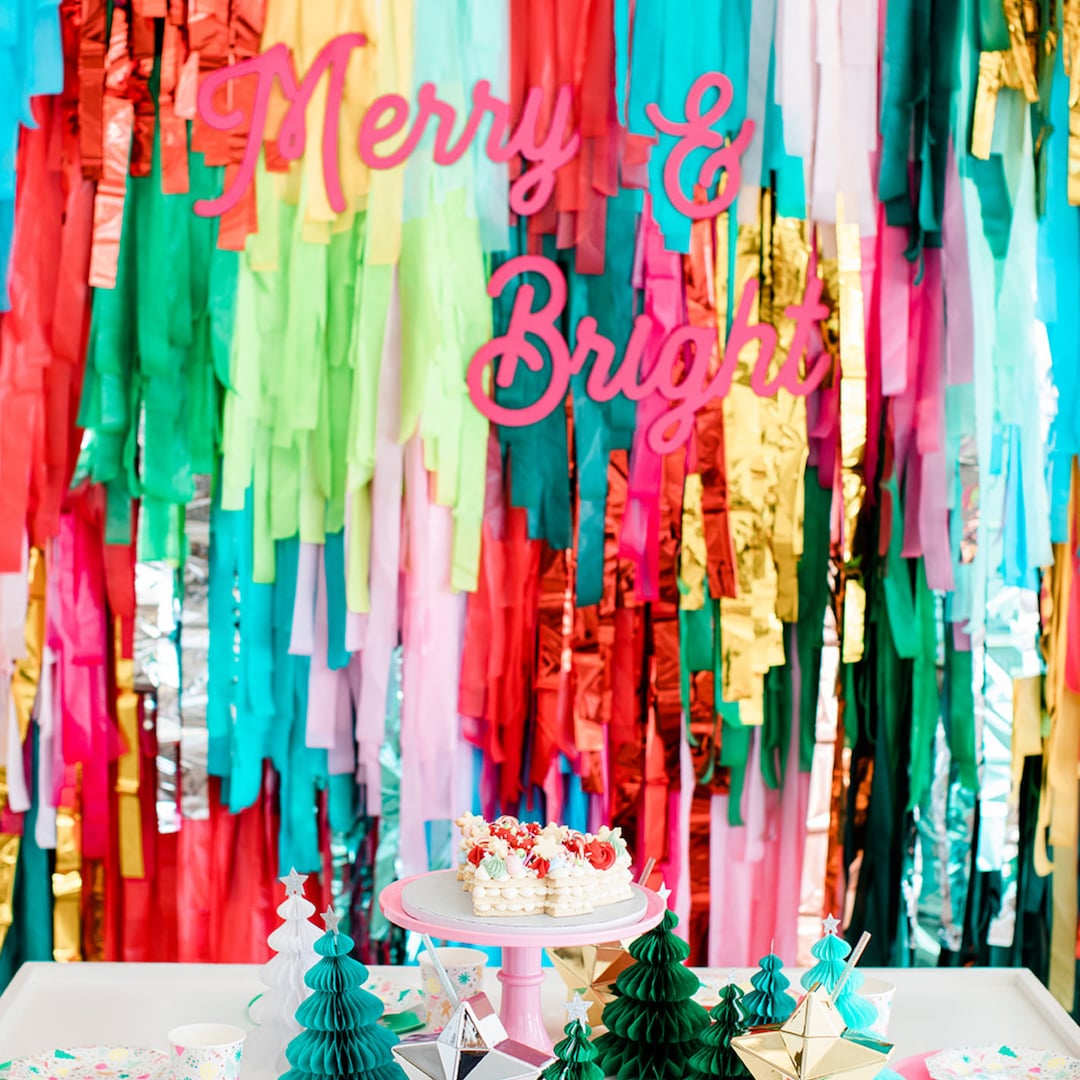 Merry and Bright Custom Holiday Party Backdrop Christmas Party Décor ...