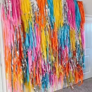 Neon Birthday Party Decorations Fringe Backdrop Bachelorette - Etsy
