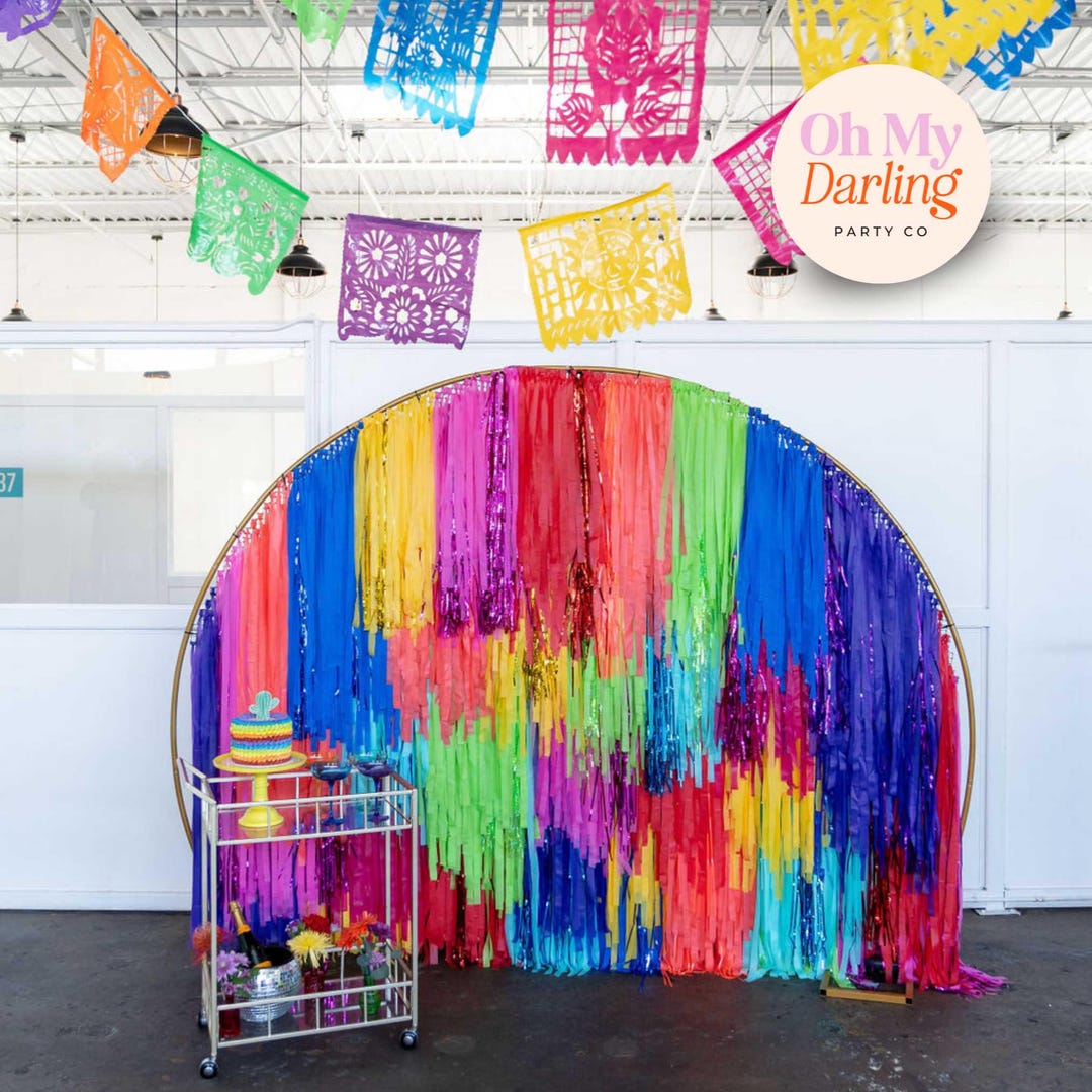 Viva La Fiesta Fringe Backdrop – Rainbow Colorful Decor for Fiesta ...