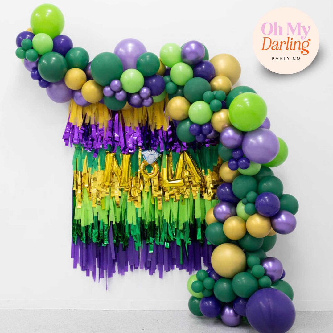 Mardi Gras Fringe Backdrop: Purple, Green, Gold Party Decor, Tassel ...