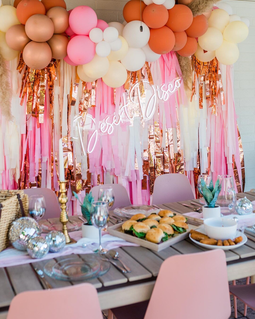 Pink and Rose Gold Party Streamers Backdrop Birthday Decorations Photo ...