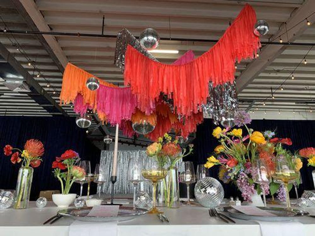Disco Ceiling Aerials: Custom Fringe Party Decor, Fringe Banner, Tassel ...