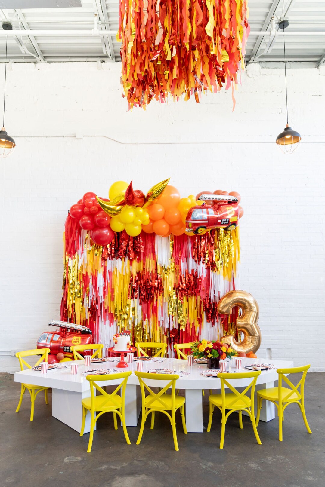 Fire up the Fun Backdrop Fire Truck Party Decor, Fireman Birthday Party ...