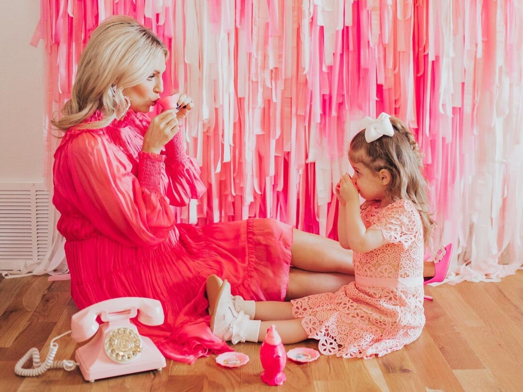 Bach and Boujee Pink Backdrop, Rose Gold Pink Peach Blush Fringe Arch ...