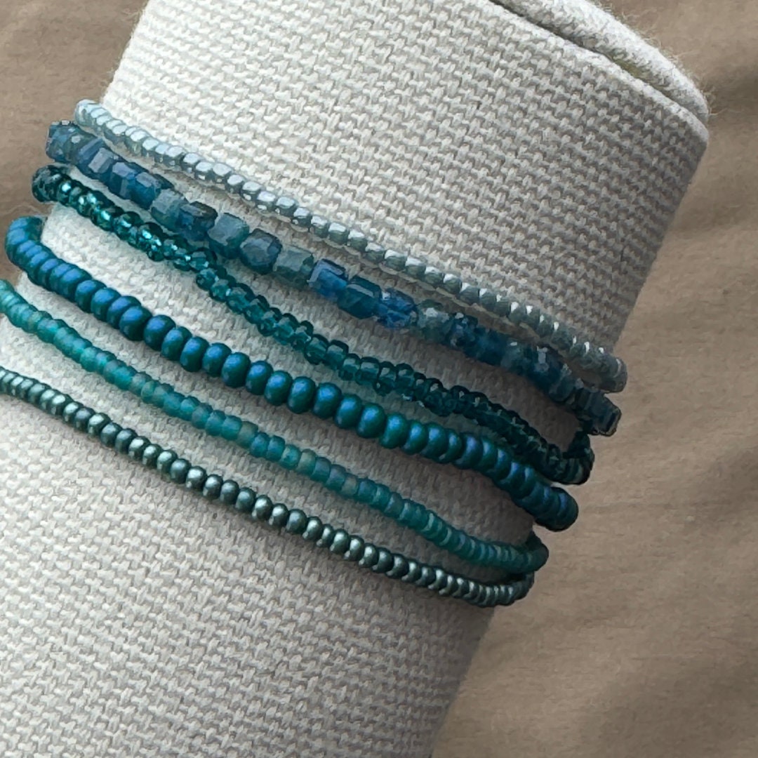 Stackable Habit Tracking Bracelets Blue Apatite Gemstone Reminder ...