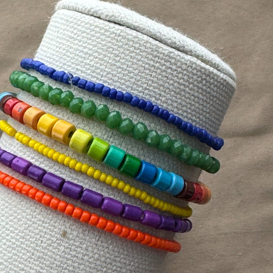 Stackable Habit Tracking Bracelets | Rainbow Reminder Bracelets | Wrist ...
