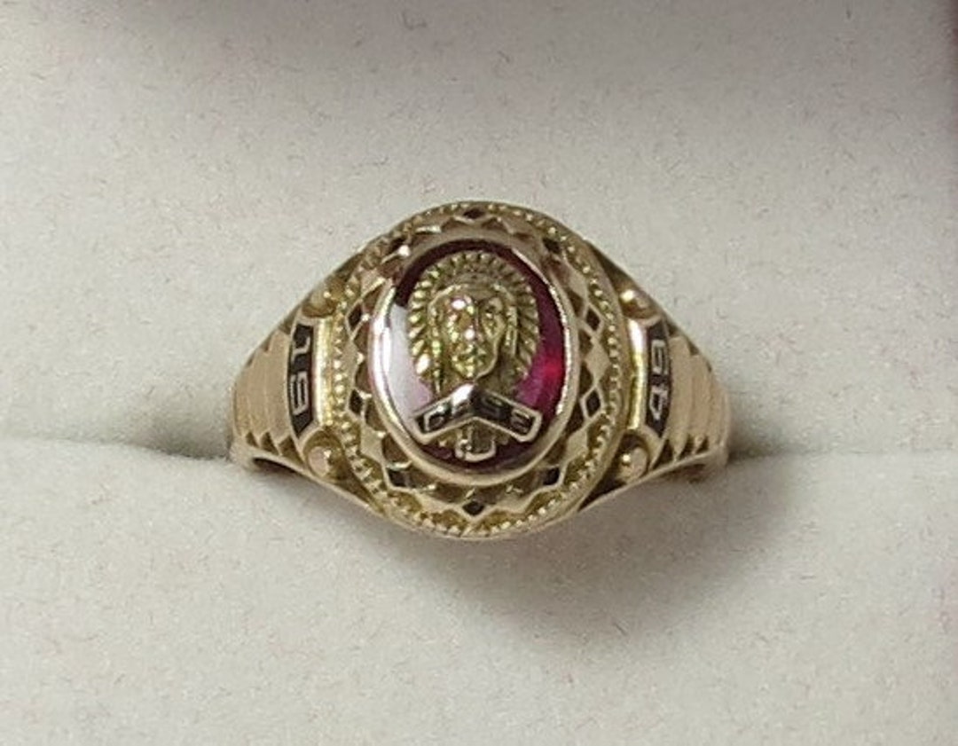 Vintage 10K case High School Ring/1949 - Etsy